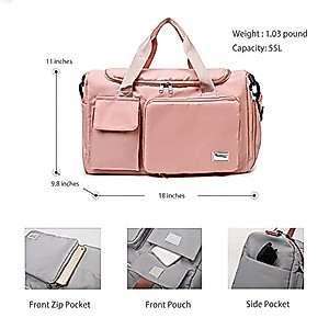 Small Gym Bag for Women, Overnight Weekender Travel Duffel Bag with Shoe Compartment and Wet Pocket, Foldable Waterproof Gym Tote Bag for Workout, Sport, Travel, Yoga