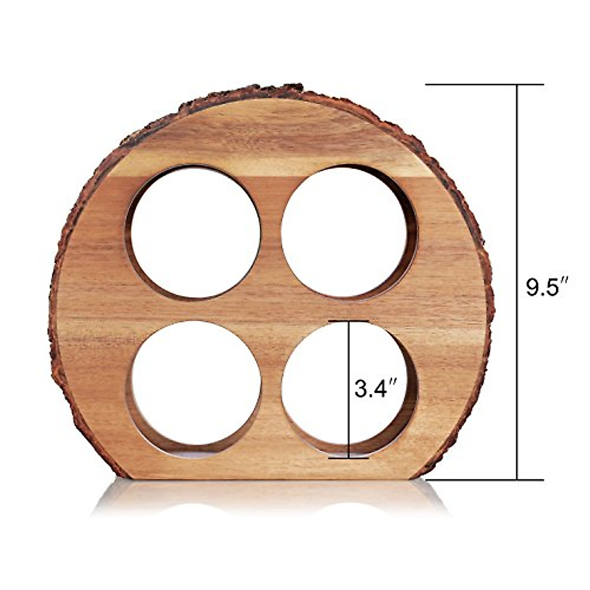 Artaste 48537 Acacia Wood Countertop Wine Rack with Natural Bark, 4-Bottles