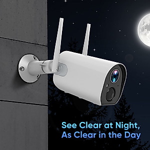 Wireless Outdoor Security Camera, Rechargeable Battery Powered Home Security Camera, 1080P WiFi IP Camera with PIR Motion Detection,Night Vision,2-Way Audio and Waterproof,Cloud/SD Storage,White