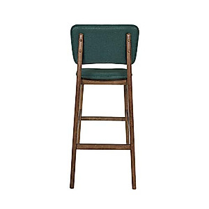 Christopher Knight Home Luella 42" Wooden Bar Chair with Fabric Seats (Set of 2), Dark Green and Walnut Finish