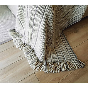 Crochet wool Blanket Gray Beige Warm throw blanket merino Knit Handmade Throw, 43x63 inches
