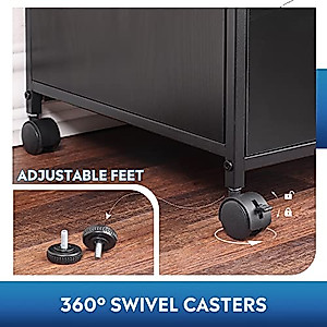 DEVAISE 2 Drawer Lateral File Cabinet with Lock, Mobile Printer Stand with Open Storage Shelf, Wood Filing Cabinet fits A4 or Letter Size for Home Office, Black