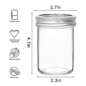 VERONES Mason Jars 8 OZ, 8 OZ Canning Jars Jelly Jars With Regular Lids, Ideal for Jam, Honey, Wedding Favors, Shower Favors