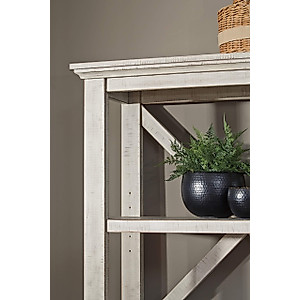 Signature Design by Ashley Carynhurst Rustic Farmhouse 75" Bookcase with 4 Shelves, White