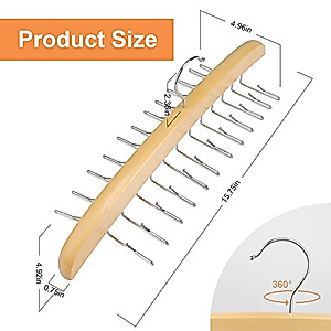 2 Pack Tank Top Hanger Natural Wood Cami Hanger, 360° Rotating 24 Foldable Hooks Space Saving Closet Organizer for Tank Tops, Bras, Camisoles