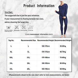 easyforever Mens Winter Warm Thermal T-Shirt Classic Baselayer Underwear Set Slim Fit Stretchy Long Johns Tops Navy Blue XX-Large