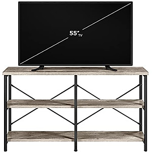 Yaheetech Console Table with Storage Shelves,3-Tier Industrial Entryway Table, 55 Inch Long Behind Couch Sofa Table for Entryway/Living Room/Hallway/Bedroom,Gray