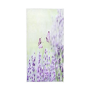Summer Butterflies Vintage Hand Towels Wide Lavender Field Decor Kitchen Dish Towel Quality Premium Bathroom Washcloth 30 x 15 Inches for Beach Guest Hotel Spa Gym Sport Yoga Home