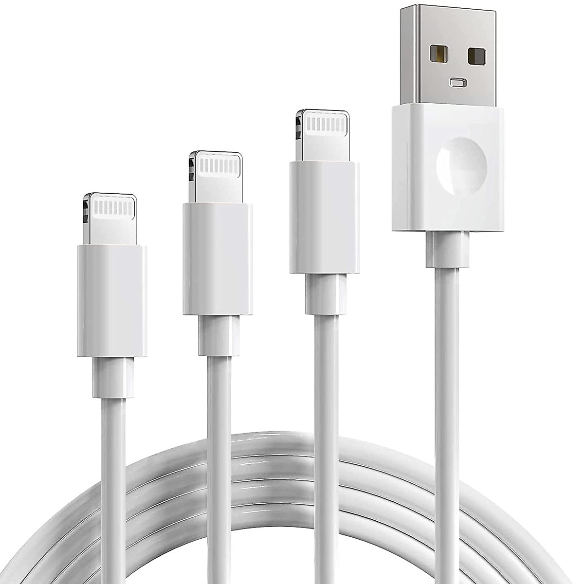 Marchpower iPhone 14 Charger Cord-3Pack 3ft 6ft 10ft MFi Certified Lightning Cable USB-A Fast Charging Cable Compatible with iPhone 13 12 11 Mini Pro Max SE X XS XR 8 7 6 Plus iPod iPad AirPods, White