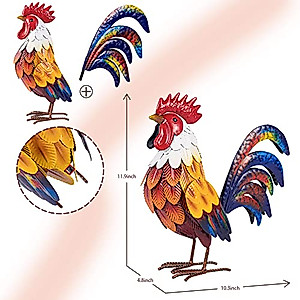 Natelf Metal Rooster Garden Statues & Sculptures, Chicken Yard Art Decor Standing Animal Lawn Ornament for Backyard Patio Kitchen Decorations
