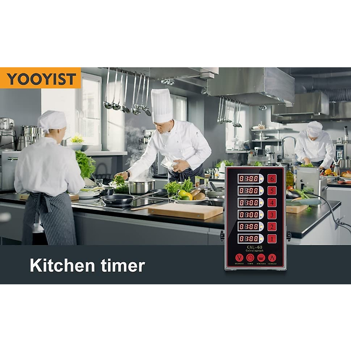 YOOYIST Professional Kitchen Timers Digital Led 6-Channel Restaurant Kitchen Timer Super Loud Programmable Stainless Steel for Food Fryer Baking Cooking Industrial