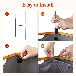 Lifewit 100L Basket with Lid, Clothes Hampers with Bamboo Handles and A Removable Bag, Large Foldable Hamper for Bedroom, Bathroom, Dorm, Laundry Room, Grey