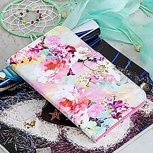 UUcovers for Amazon Kindle Fire HD 8 Tablet 2018/2017/2016/2015 Case 8th/7th/6th/5th Generation, Folio Stand Synthetic Leather Magnetic Wallet TPU Back Shockproof Cover with Card Slots, Pink Flower