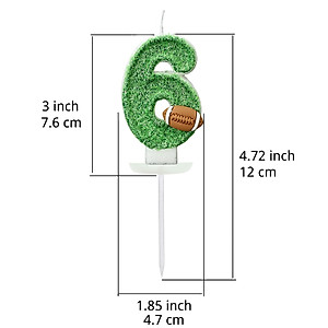 CasaPopz Football Birthday Number Candles for Cake Green Number 1 Candle 1st Football Cake Topper Cupcake Topper for Football Birthday Party Decorations Supplies Favors