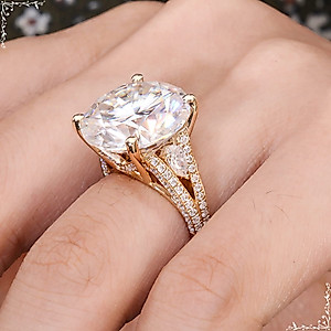 Dsnyu 585 Yellow Gold 14K Woman Engagement Ring, 8ct Moissanite Couple Rings Gold, 4-Prong Round Customized Size Rings for Couples for Wedding