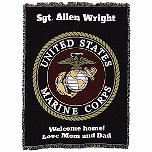 Pure Country Weavers US Marine Corps - Emblem Blanket - Personalized - Custom Gift Military Tapestry Throw Woven from Cotton - Made in The USA (72x54)