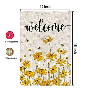 CROWNED BEAUTY Spring Summer Garden Flag Floral Welcome 12×18 Inch Double Sided Outside Vertical Holiday Yard Décor