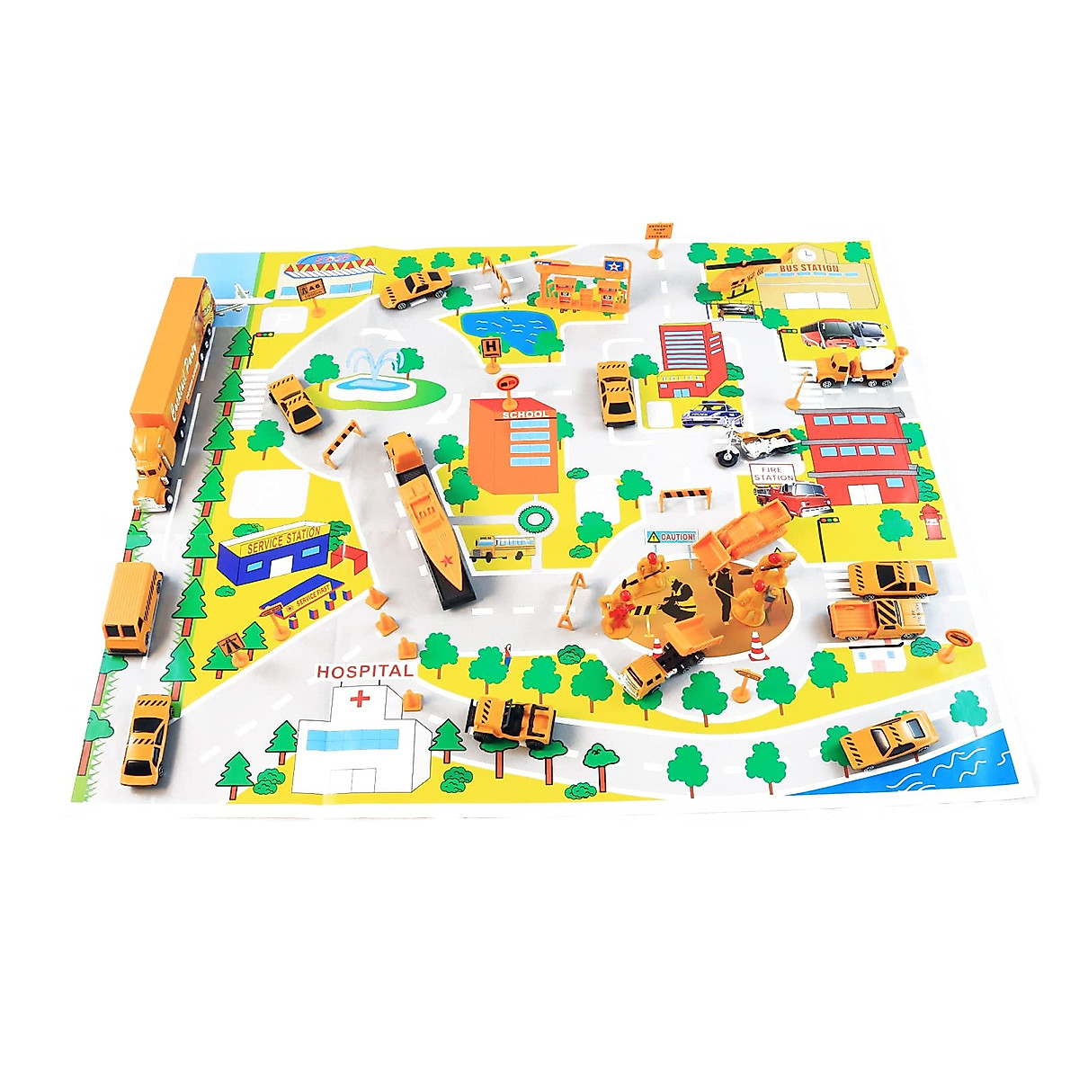 KidPlay 50pc Diecast Cars Urban City Construction Toys Play Set for Kids