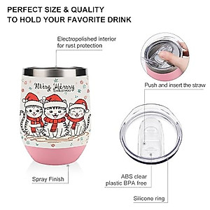 OPTKSNCU 304 Stainless Steel Insulated Cup with Lid, Christmas Cat Print Durable, And Easy to Clean – Ideal for Home, Office, And Gift Giving
