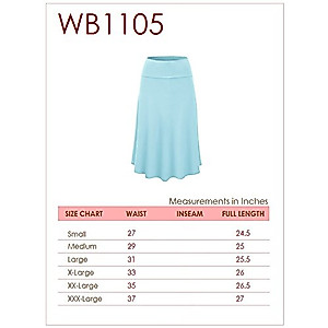 Lock and Love LL WB1105 Womens Lightweight Fold Over Flared Midi Skirt S Heather_Grey