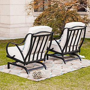 LOKATSE HOME 2 Piece Patio Outdoor Dining Chair Bistro Conversation Set Metal Frame Furniture with Cushion, Beige