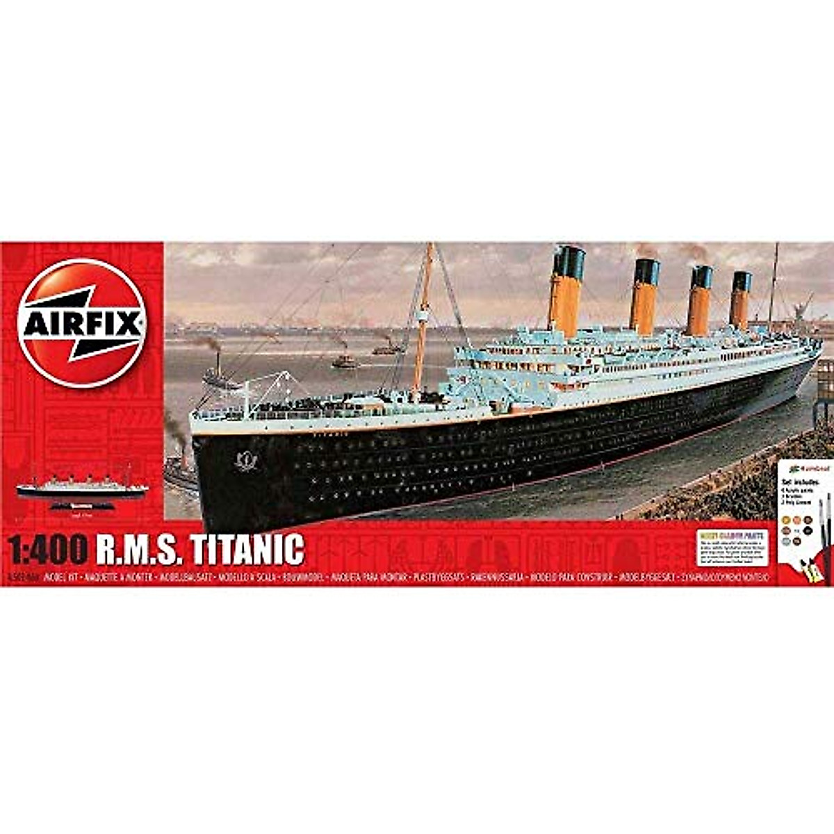 Airfix RMS Titanic 1:400 Passenger Ship Plastic Model Gift Set with Paint and Glue A50146A