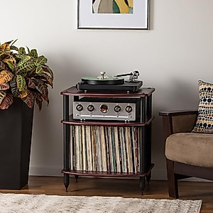 Pangea Audio Vulcan TT Turntable Stand with Vinyl Record Storage - Rosenut Red
