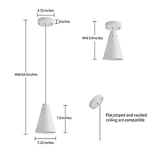 White Pendant Lights Kitchen Island 3 Pack with Metal Shade, Adjustable Cord,White Wall Sconces Set of 2, Bohemian Modern Light Fixtures, Farmhouse Hemp Rope Woven Light for Bar,Sink,Bedroom,Hallway