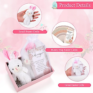 Fuutreo 24 Sets Bunny Stuffed Animal Gift Include 24 Pcs Mini Plush Stuffed Bunny Doll Bunny Hug Card with Organza Bags for Teacher Students Christmas Party Favors(Sweet Bunny)