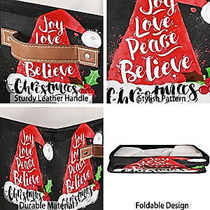 Large Collapsible Storage Bins,Christmas Hat Decorative Canvas Fabric Storage Boxes Organizer with Handles,Cube Square Baskets Bin for Home Shelves Closet Nursery Gifts