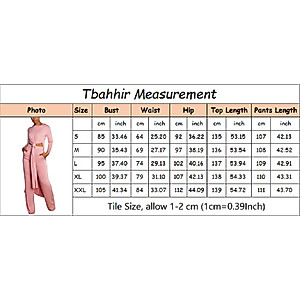 Tbahhir Women's 2 Piece Yoga Outfits Regular Fit Long Sleeve Tunic T-Shirt and Bell Bottom Maxi Pants Loungewear Set