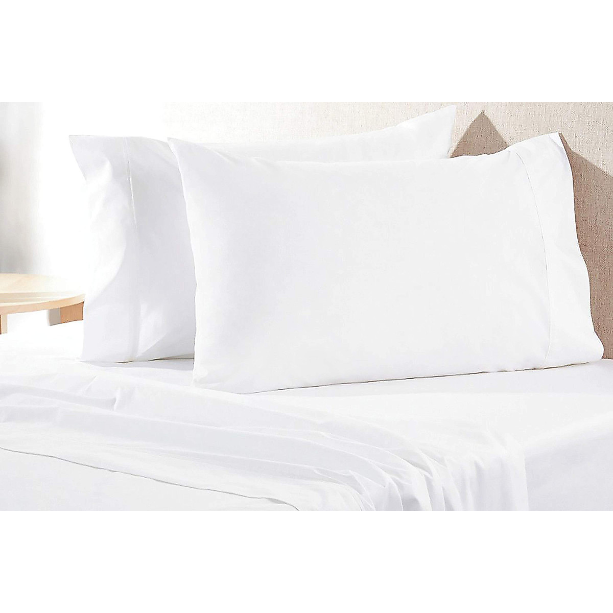 Aveesha 12 Pack Poly Cotton Pillow Cases - Standard Size White Pillowcases - 180 Thread Count Percale Weave Pillow Covers - Perfect for Home, Hotels and Hospital Use