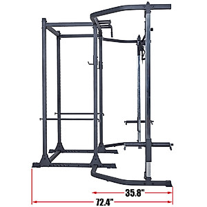 papababe Power Cage, Squat Rack with Cable Crossover Power Rack with LAT Pulldown(Power Cage with Cable Crossover)