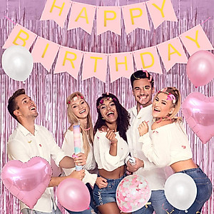 TONIFUL 3Pcs Pink Door Streamers,Pink Photo Booth Backdrop Metallic Streamers Pink Foil Fringe Curtains for Birthday,Christmas,New Year,Bridal Shower,Bachelorette Party Decor(9.9ft x 6.6ft)