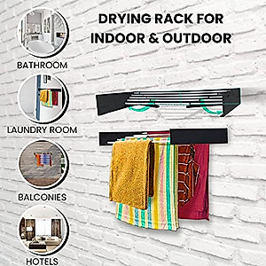Wall Mounted Clothes Drying Rack - Closet Organizer Clothes Hanger Rack - Wall Mount Drying Racks for Laundry - Wall Drying Rack - wall mount drying racks for laundry, laundry hanging rack wall mount