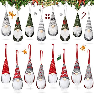 Christmas Ornaments Christmas Tree Hanging Gnomes Ornaments Handmade Swedish Tomte Decorations Plush Scandinavian Santa Elf Hanging Dolls for Christmas Holiday Party Decorations(16 Pieces)
