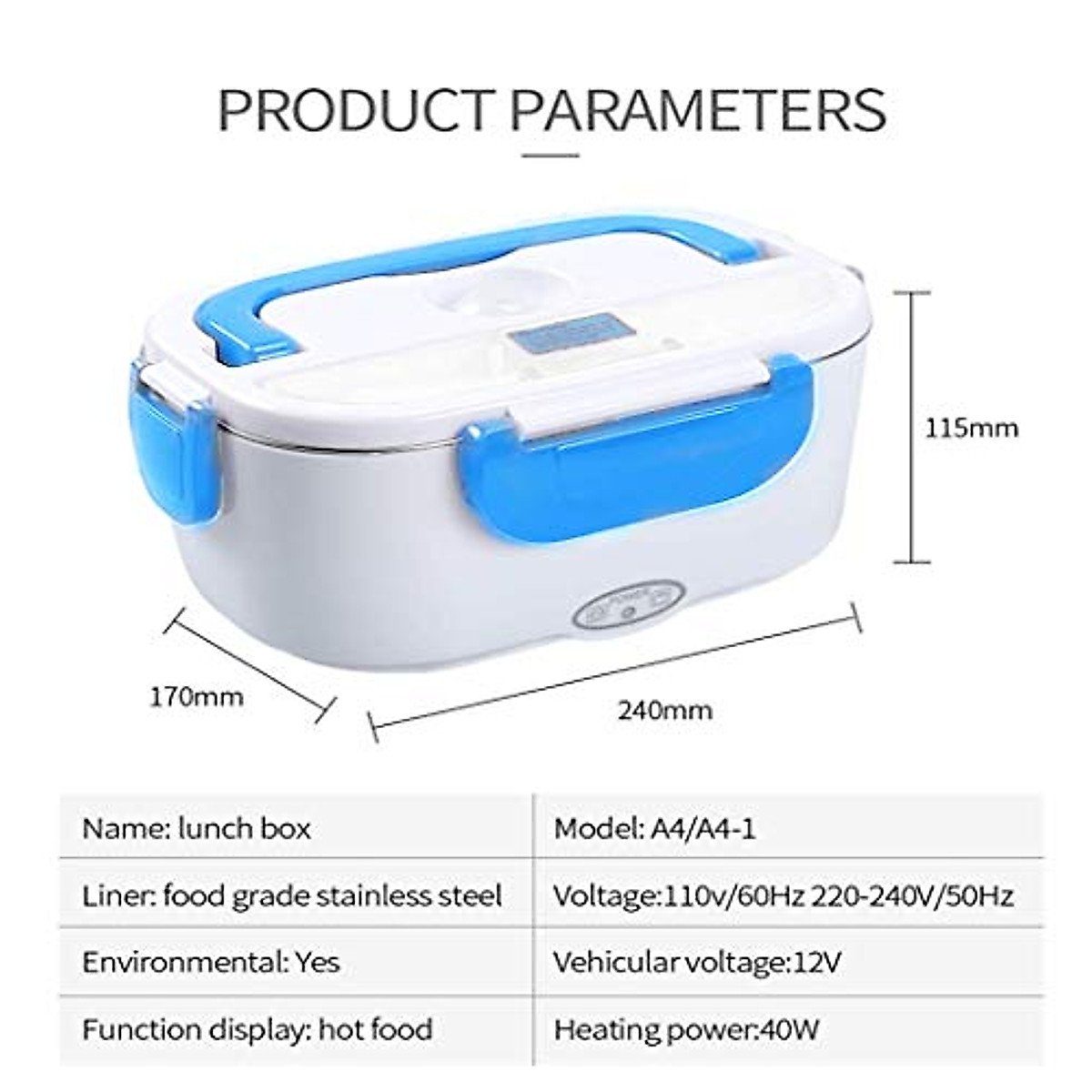 Nifogo Electric Lunch Box Portable 3 In 1 Food Warmer for Car Food Heater 12V 24V 110V 3 in1 Portable Microwave for Car and Home with Detachable 304 Stainless Steel Container and Spoon