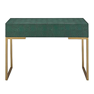 Southern Enterprises Carabelle Desk, Textured Emerald Alligator, Gold