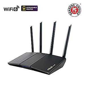 ASUS RT-AX1800S Dual Band WiFi 6 Extendable Router, Subscription-Free Network Security, Parental Control, Built-in VPN, AiMesh Compatible, Gaming & Streaming, Smart Home