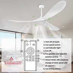 ghicc White Ceiling Fan with Remome Ceiling Fans for Patios Modern Ceiling Fan No Light