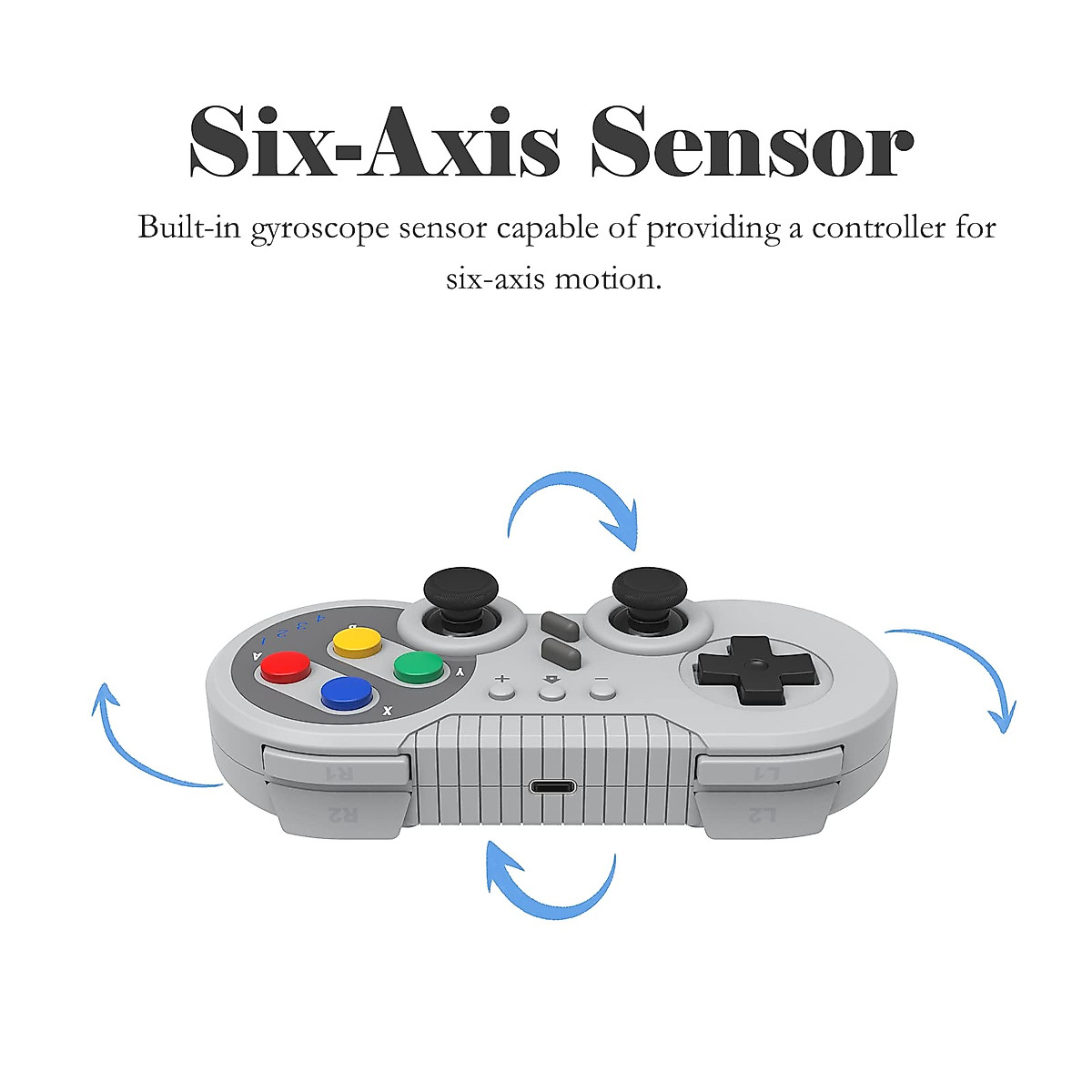 Cenxaki Switch Controller for Nintendo Switch, Wireless Switch Gamepad Compatiable for NS/Switch OLED/Windows PC Classic SNES Style Controller with Motion Control/Vibration/Turbo/Wakeup - Gray