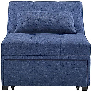Pemberly Row Transitional Upholstered Convertible Sofa Bed in Blue