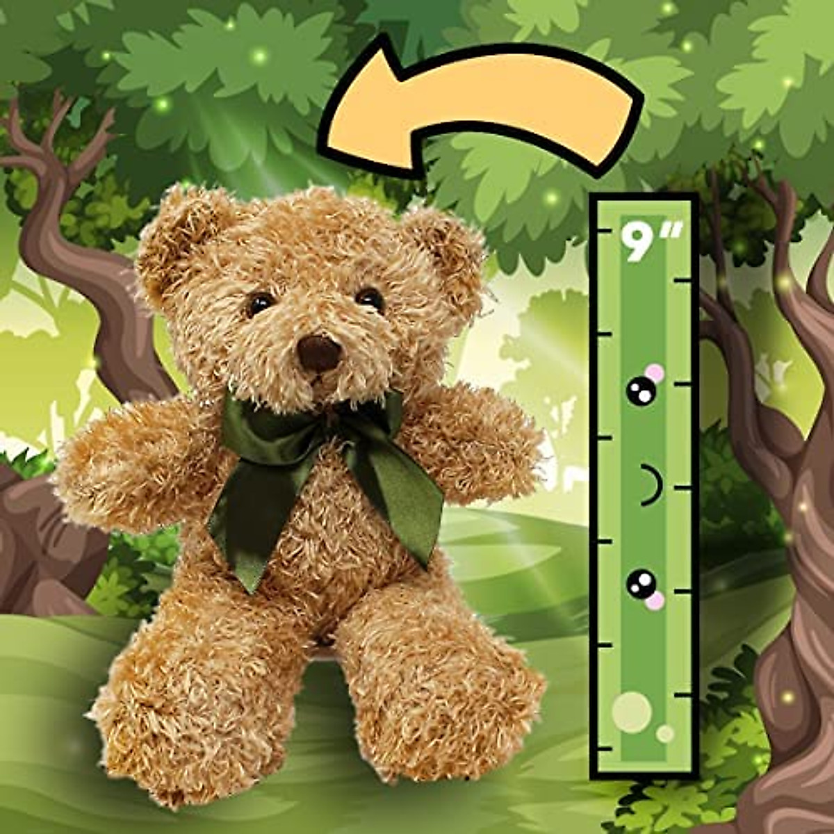 Fluffuns Teddy Bear Plush - Cute Teddy Bears Stuffed Animals - 3-Pack of Stuffed Bears - 9 Inch Height (Gray)