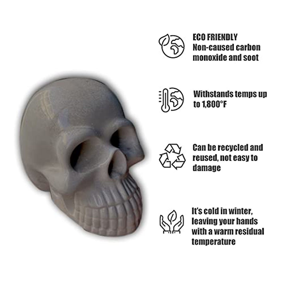 JTRF Ceramic Fireproof Skull Fire Pit,Halloween Firepit Skull Fire Logs for BBQ,Bonfire,Campfire | Fireplace Skulls Fireproof Ceramic Skulls for Fire Pit | for Gas, Propane,Wood Fires(Pack of 2)