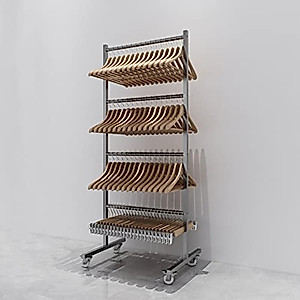 Clothing Hanger Storage System, Stainless Steel Hanger Storage Rack Holder with Hanger Bars, Retail Store Hanger Organizer Stacker, Hanger Rack Stand for Dress Hangers /Skirt Hangers/Pant Hangers