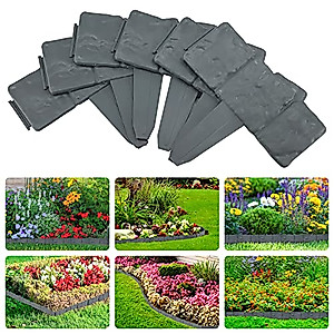 Garden Edging Border,Landscape Edging,16ft Plastic Garden Edging Border no dig for Edging DIY Decorative Flower Grass Bed Border,Comes with a Punch Tool for Insertion,20pcs(Grey)