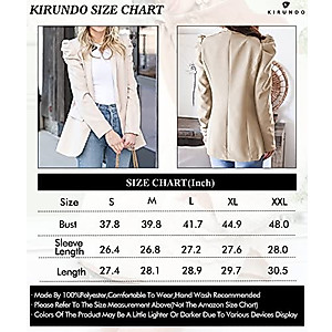 KIRUNDO Women's 2023 Fall Casual Blazers Puff Sleeve Lapel Open Front Work Suit Office Blazer Jackets with Pockets (Black, Medium)