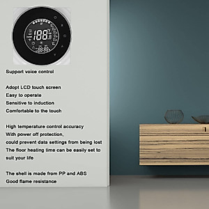 Smart Floor Heat Thermostat, WiFi Voice Phone Control LCD Touch Screen Thermostat for Electric Heating Systems 95‑240VAC