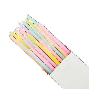 BLUE PANDA - Pastel Ombre Long Thin Birthday Cake Candles in Holders (5 in., 24 Pack)