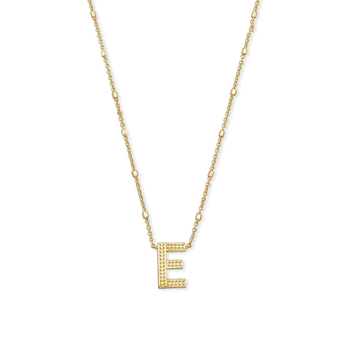 Kendra Scott Letter E Pendant Necklace for Women, Fashion Jewelry, 14k Gold-Plated Brass, Gold Metal, Letter E